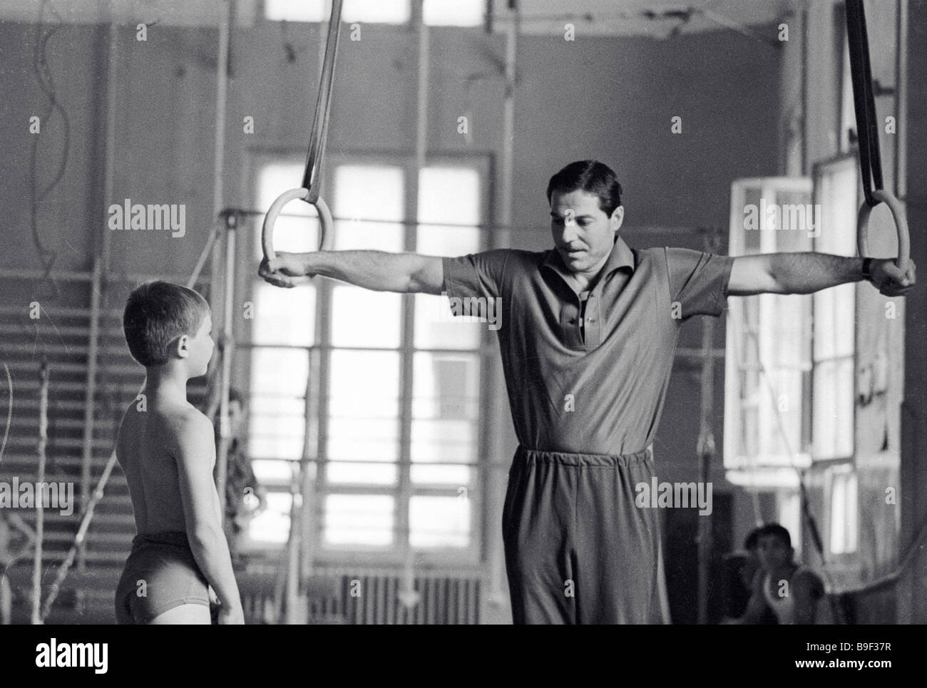 Two times Olympic champion in gymnastics Albert Azarian with his son in ...