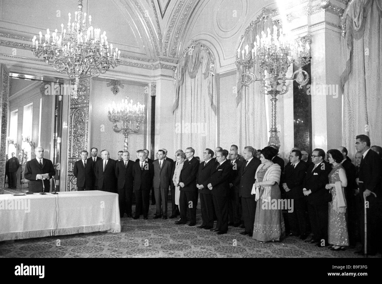 Nikolai Podgorny Chairman of the USSR Supreme Soviet Parliament speaks ...