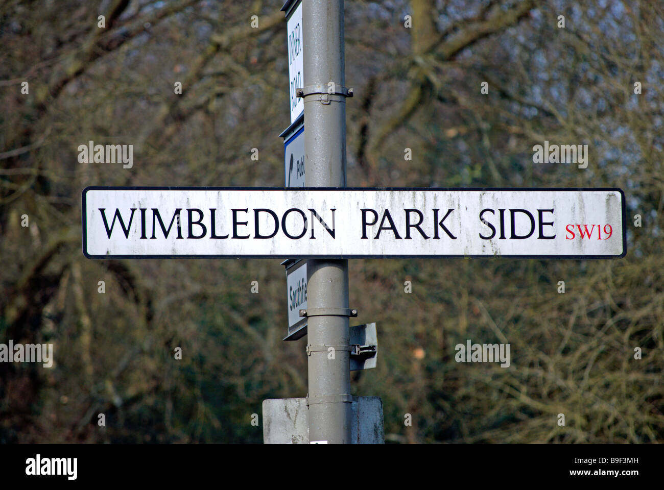 street sign for wimbledon park side, southwest london, adjacent to ...