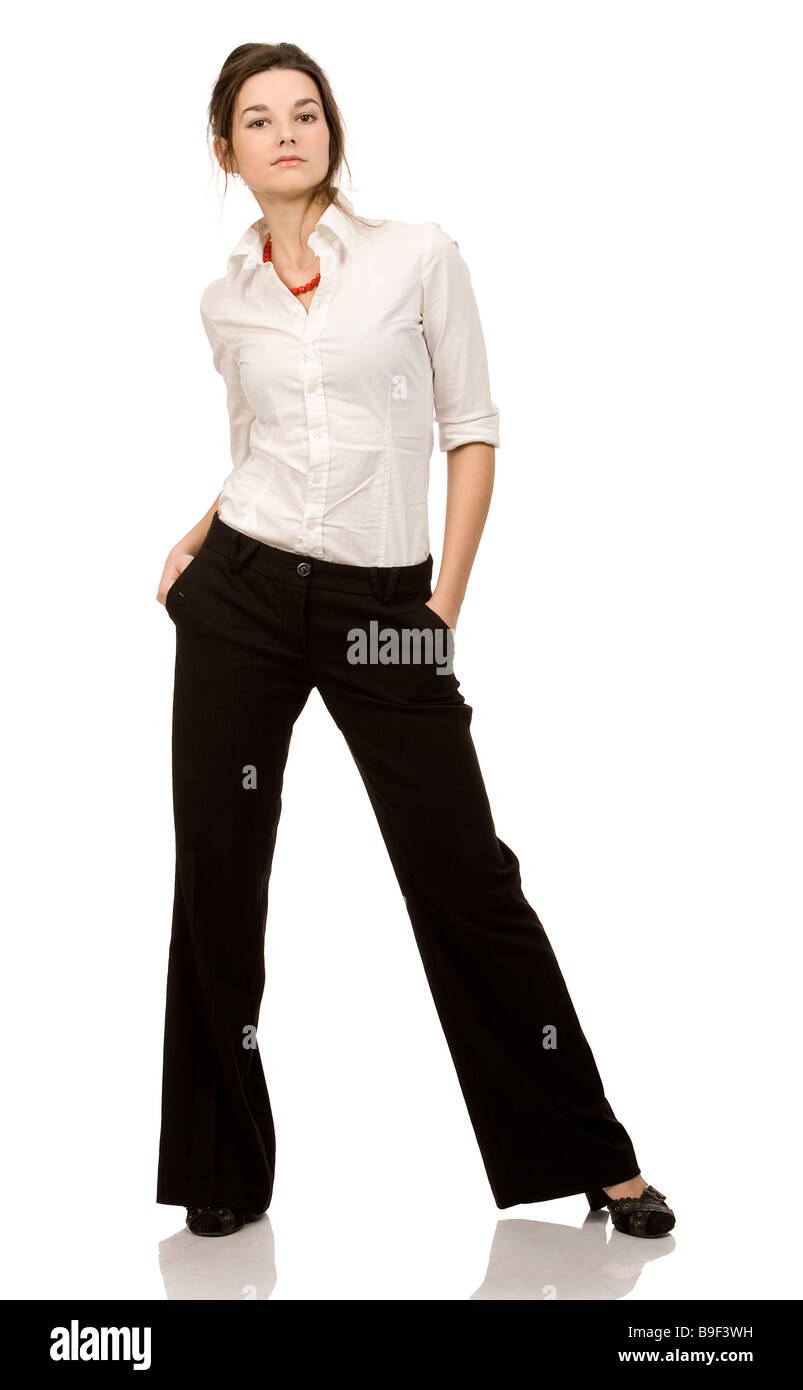 beautiful young woman on a white background Stock Photo - Alamy