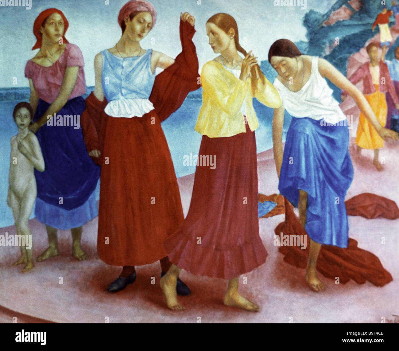 Reproduction of Kuzma Petrov Vodkin s painting On the Volga bank from ...