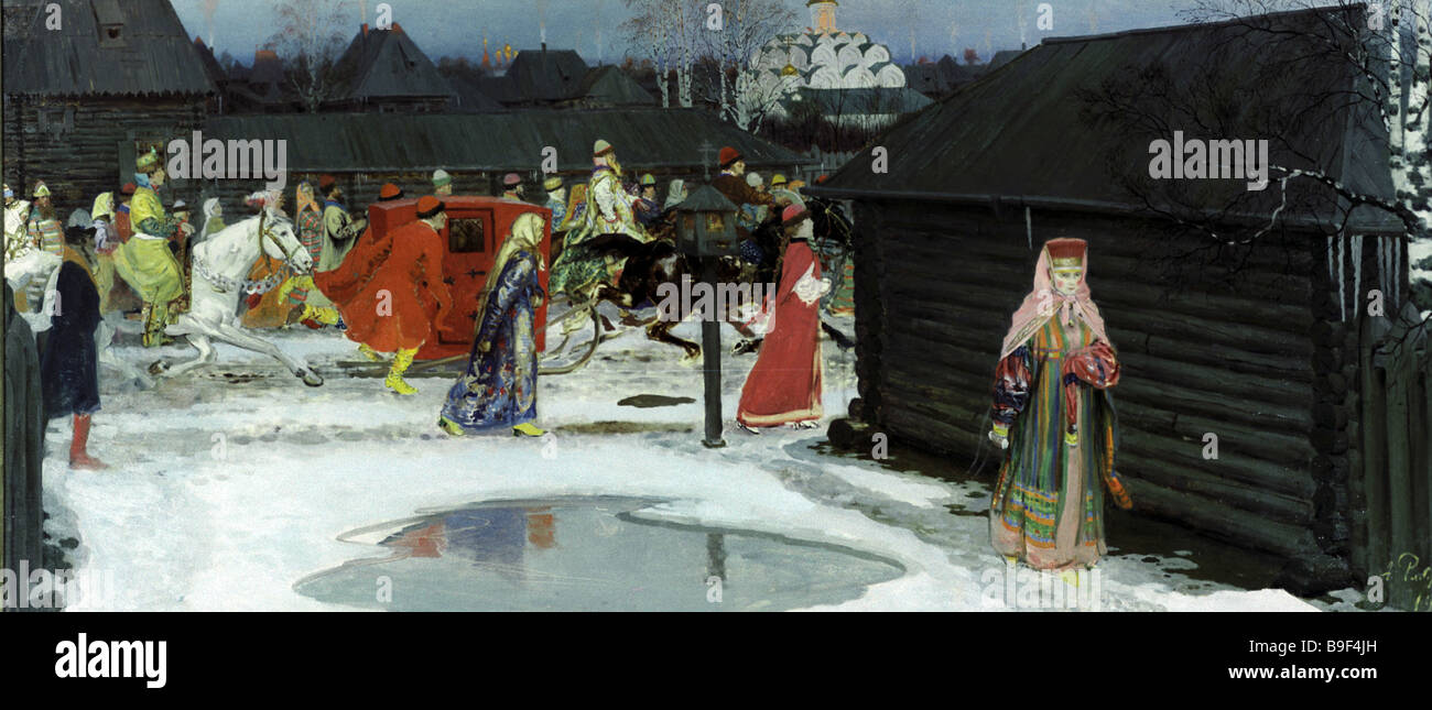 Reproduction of Andrei Ryabushkin s painting Wedding train in 17th ...