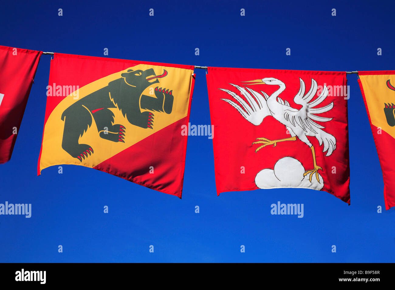 local flags of Bern and Gstaad Berner Oberland Switzerland Stock Photo ...
