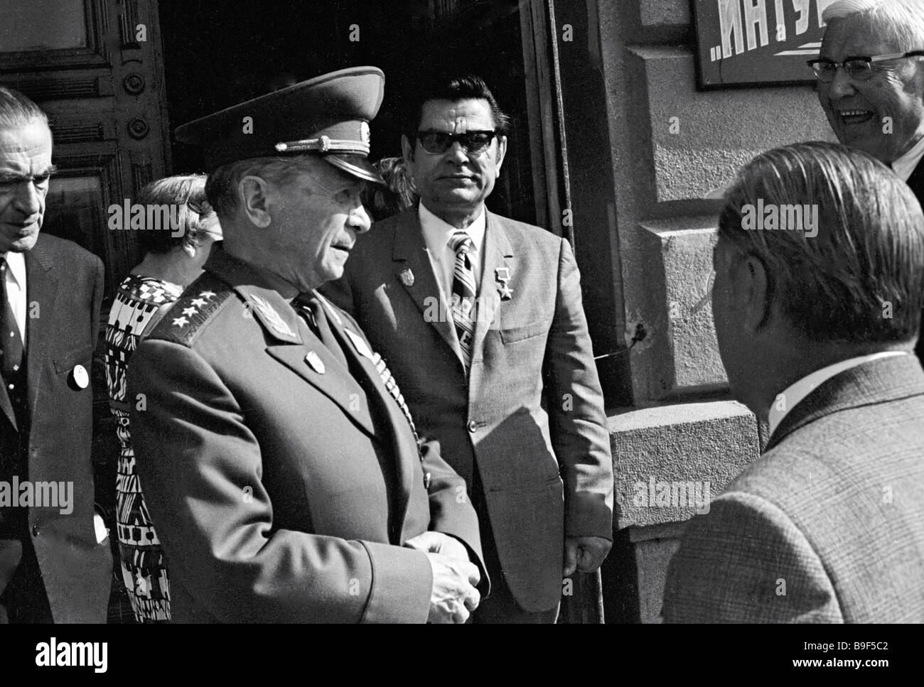 Writer Alexander Leontiev left and leaders of the Soviet Committee of ...