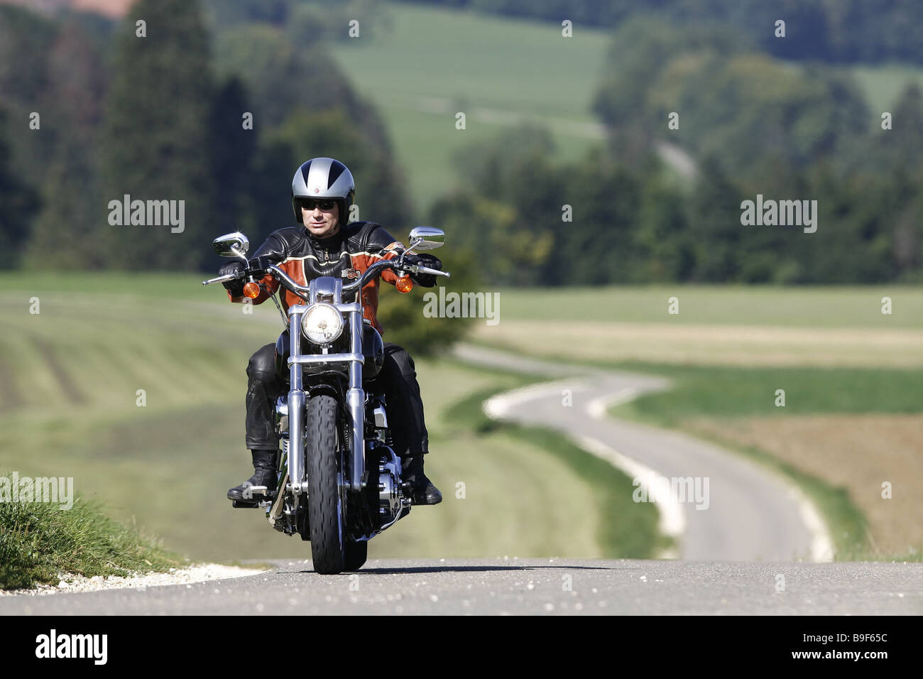 Country road motorcyclists summer street people man motorcycle motor ...