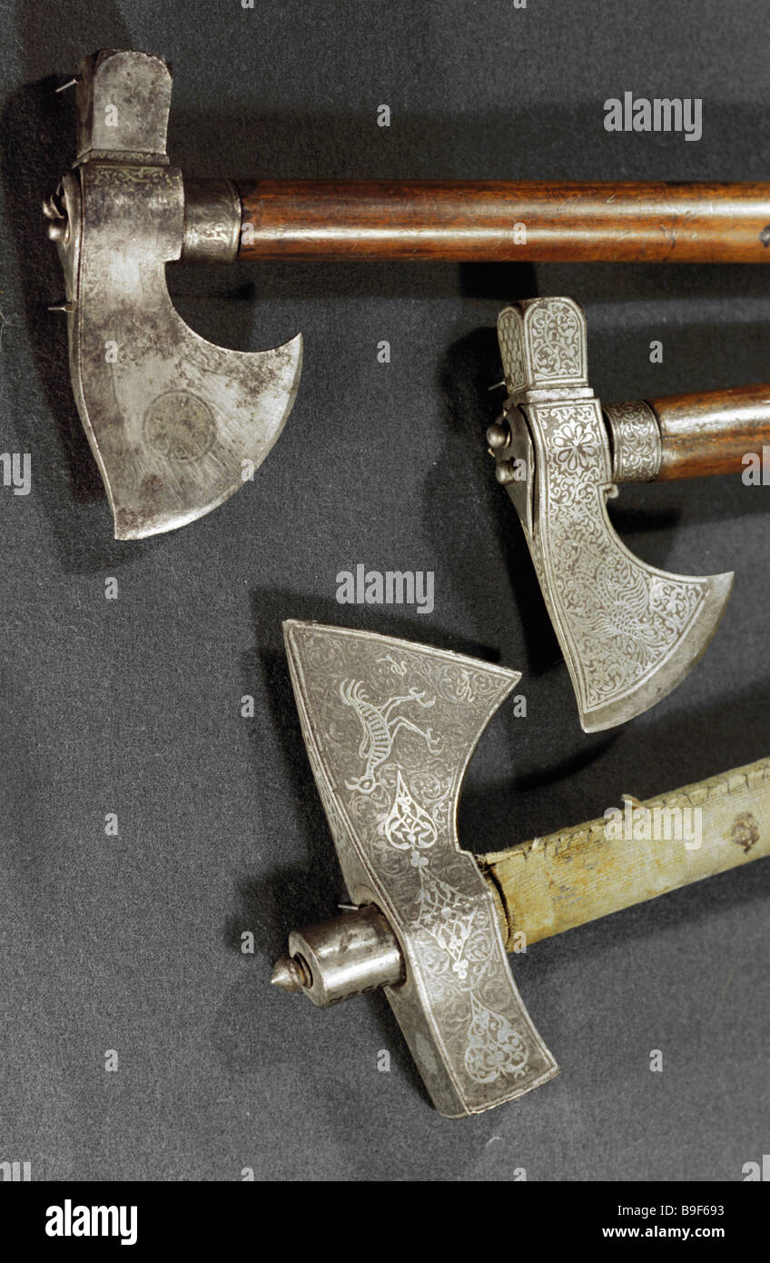 Hatchets 17th century from the Armory at the Moscow Kremlin Stock Photo ...