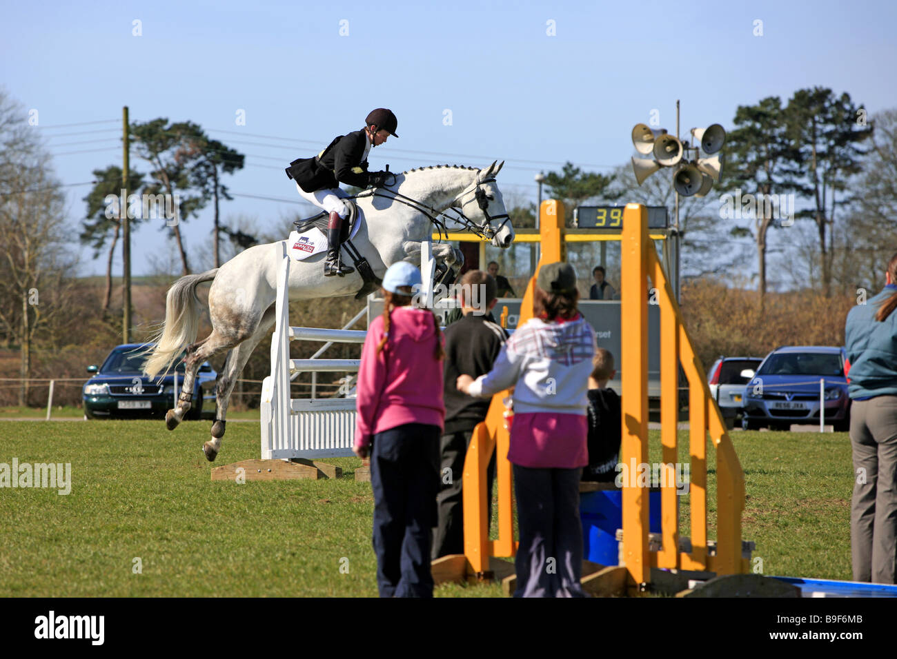 Male rider at a Horse Show Jumping event in rural England Stock Photo ...