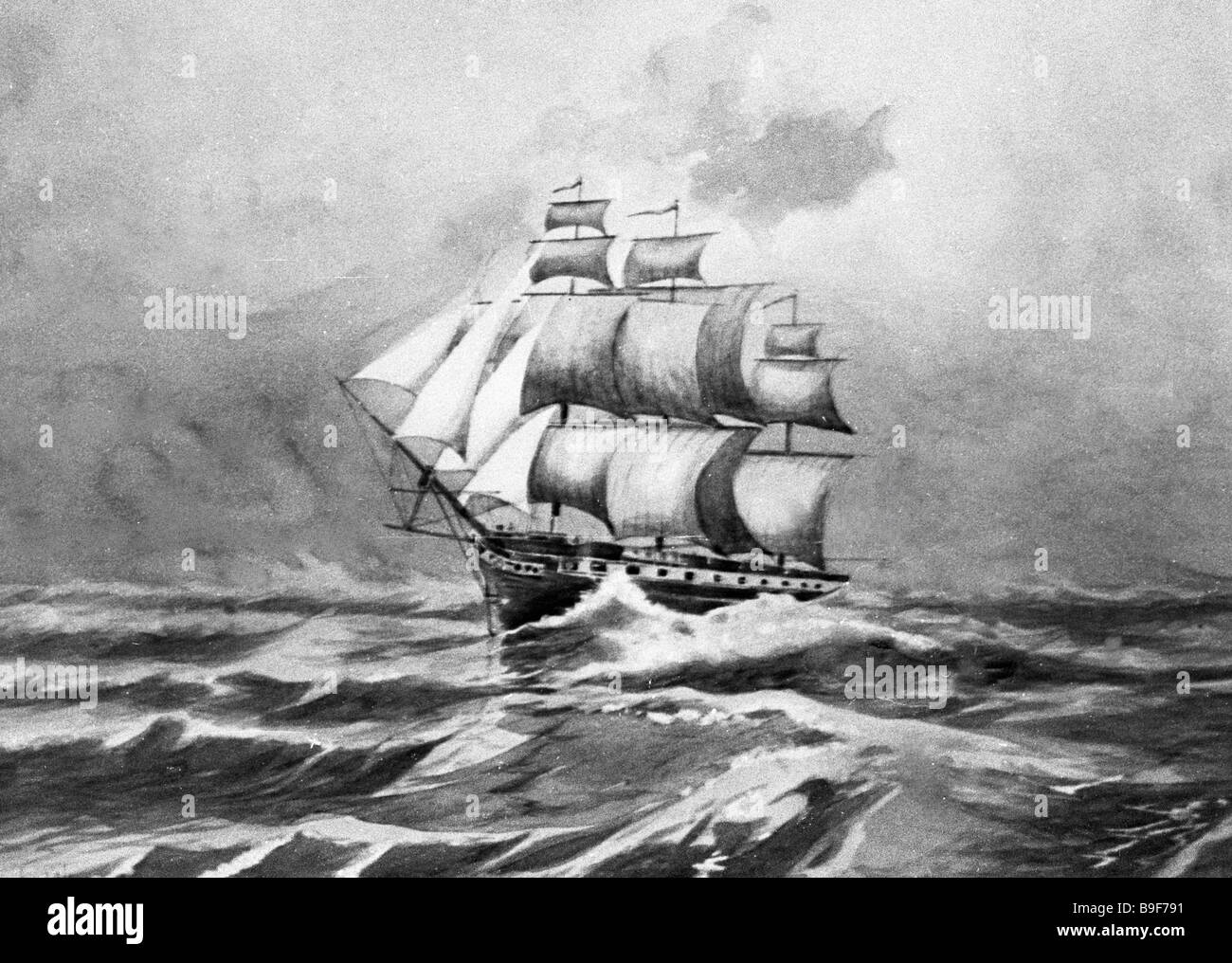 Reproduced painting by an unknown artist The frigate Pallada it was ...