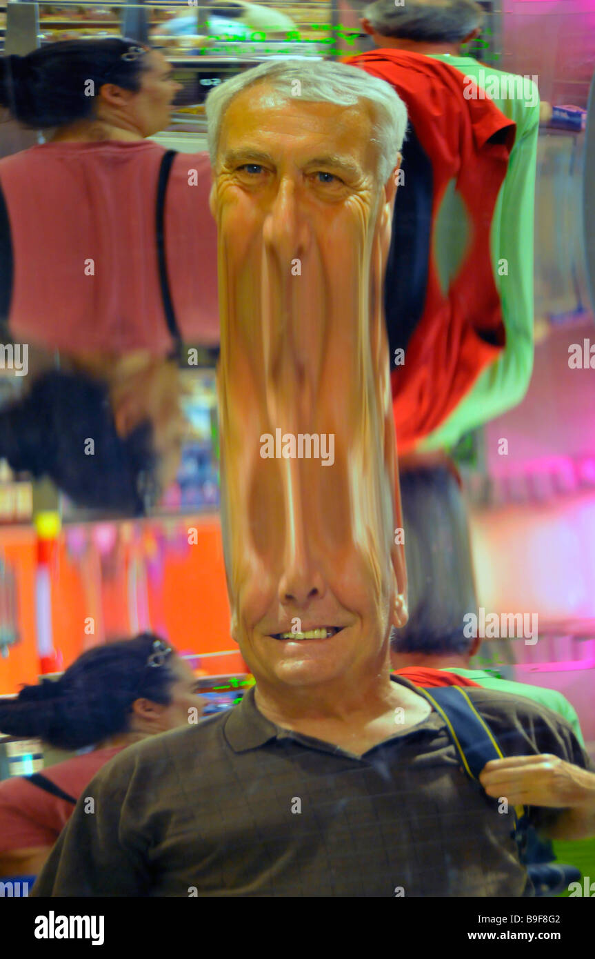 Man Sees Head in Distorted Fun Mirror Downtown Disney Orlando Florida ...