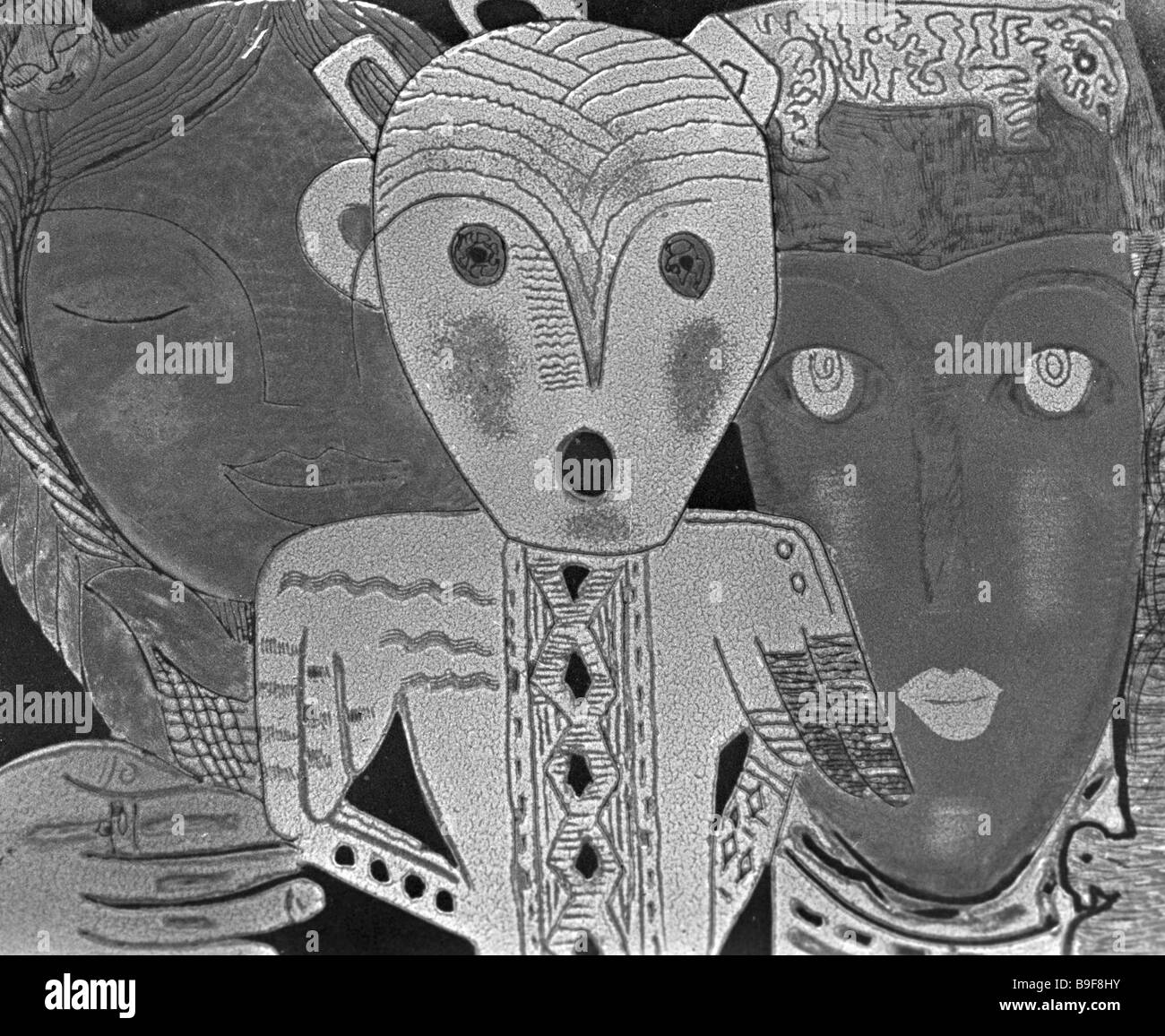 Chud Ritual Masks a painted enamel panel by the Kolyupanov master ...