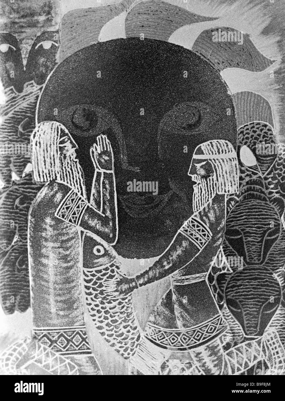 This painted enamel panel by the Kolyupanov master craftsmen represents ...