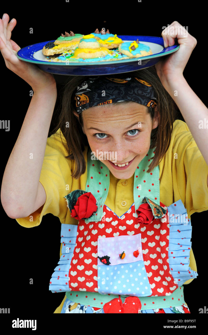 close up portrait of girl in apron Stock Photo - Alamy