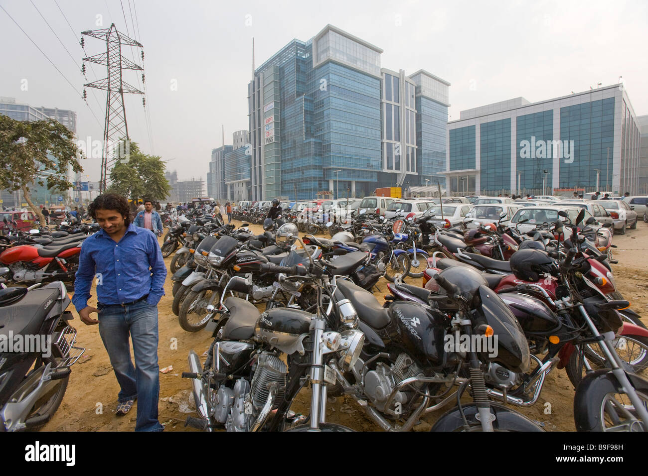 India Gurgaon Tech center 50km from Delhi Parking Stock Photo - Alamy