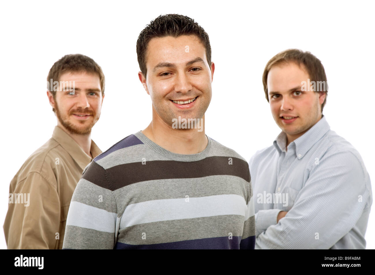 three casual men isolated on white background Stock Photo - Alamy
