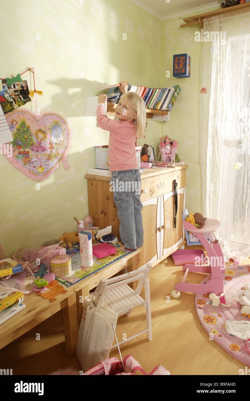 nursery girl carton toys series cleaning up people child blond girl ...