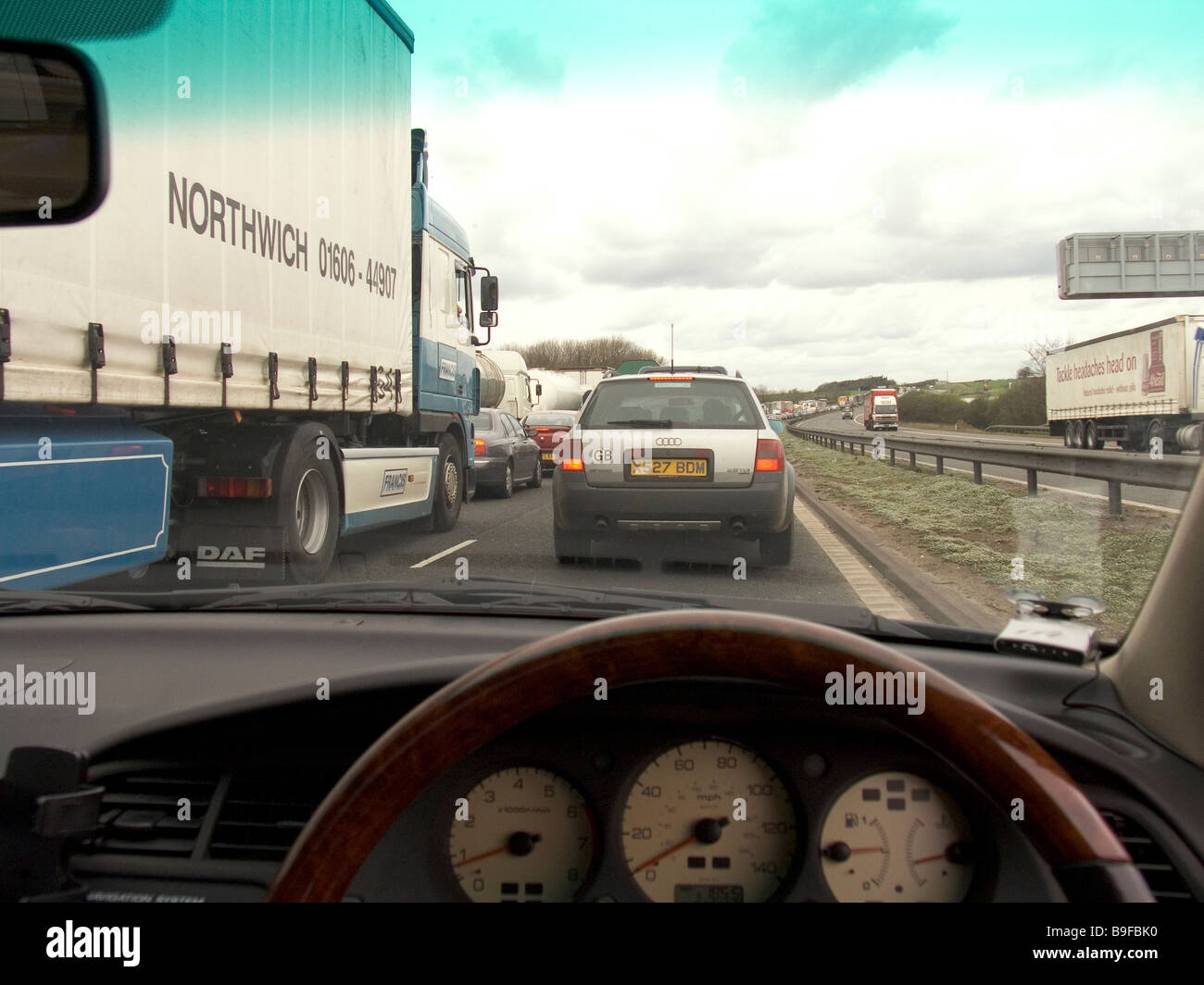 England M6 motorway view from car in static traffic Stock Photo - Alamy