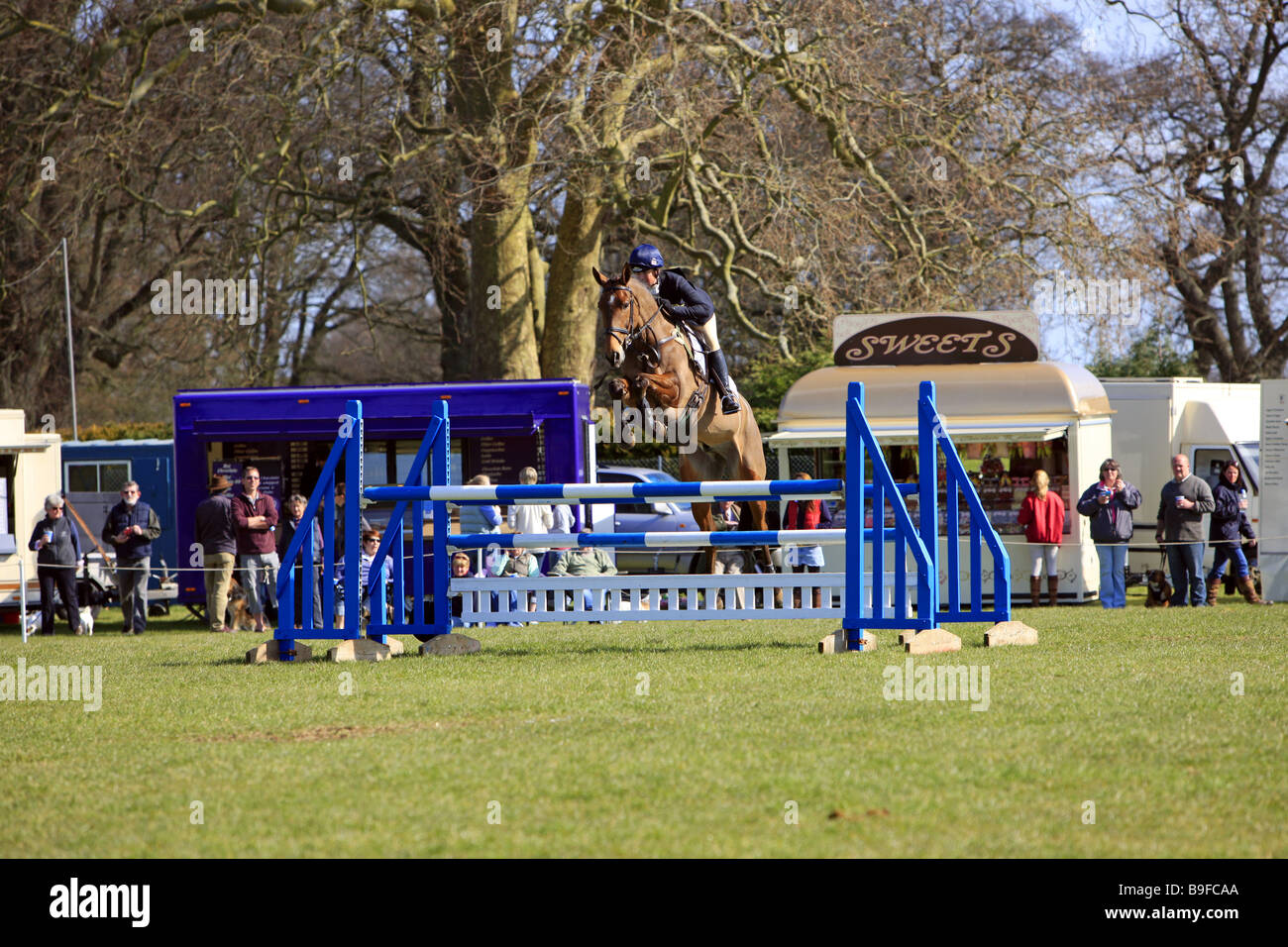 Female rider at a Horse Show Jumping event in rural England Stock Photo ...