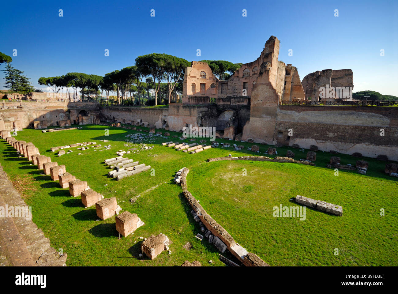 Old ruins of castle, Stadium of Domitian, Palatine Hill, Rome, Latium ...