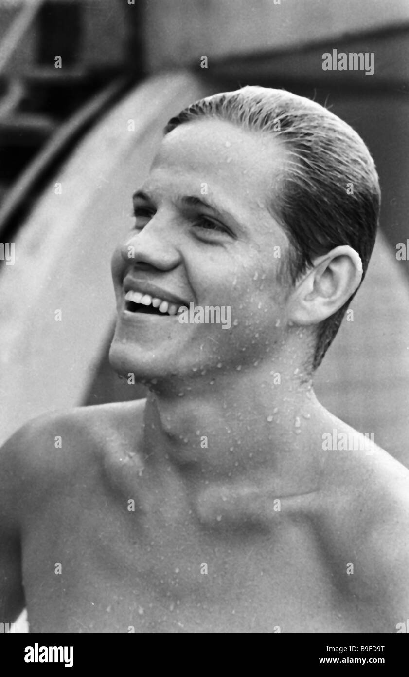 Member of the Soviet national springboard diving team Vladimir Vasin ...