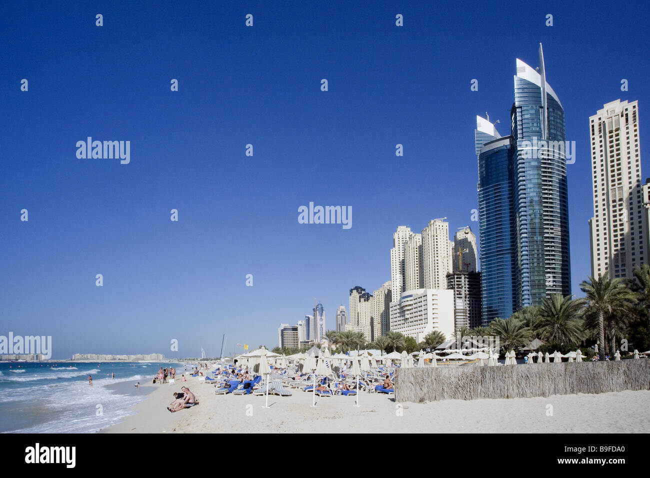 United Arabic emirates Dubai Jumeirah beach swimmers sheikdom city ...