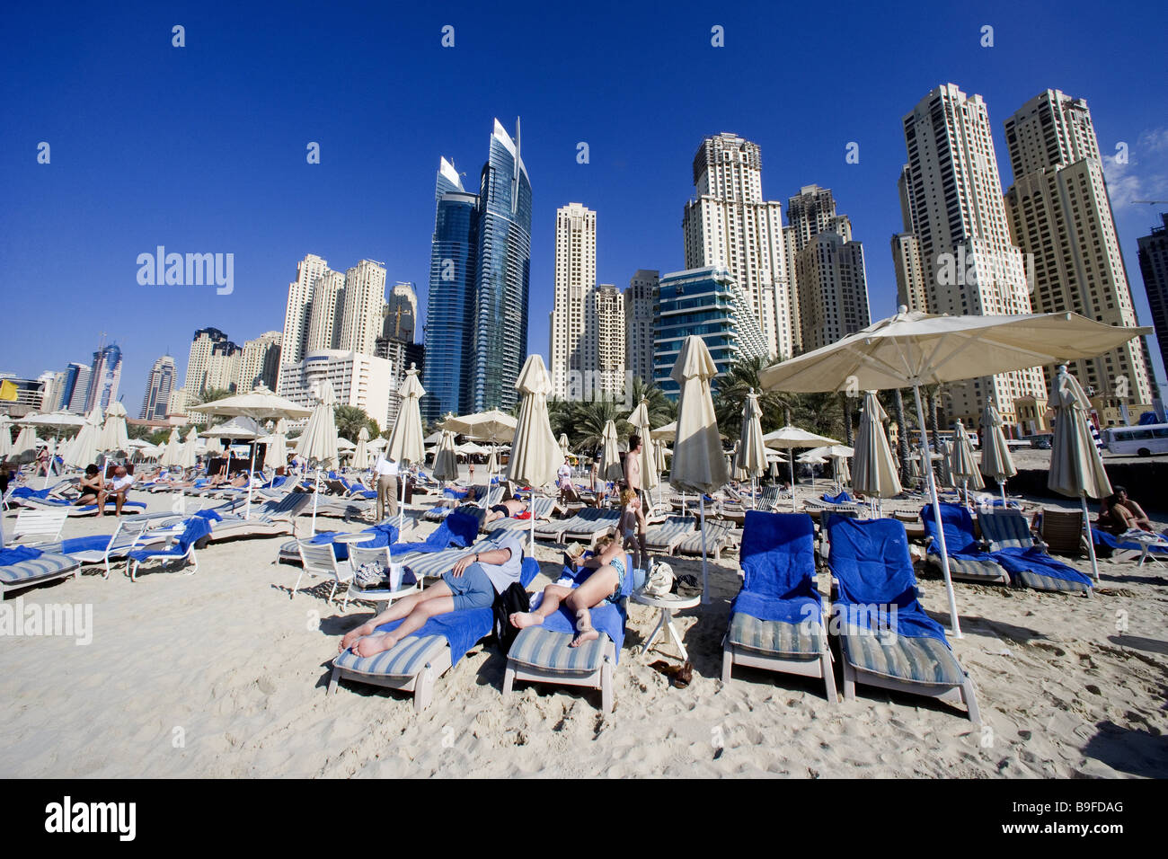 United Arabic emirates Dubai Jumeirah beach swimmers sheikdom city ...