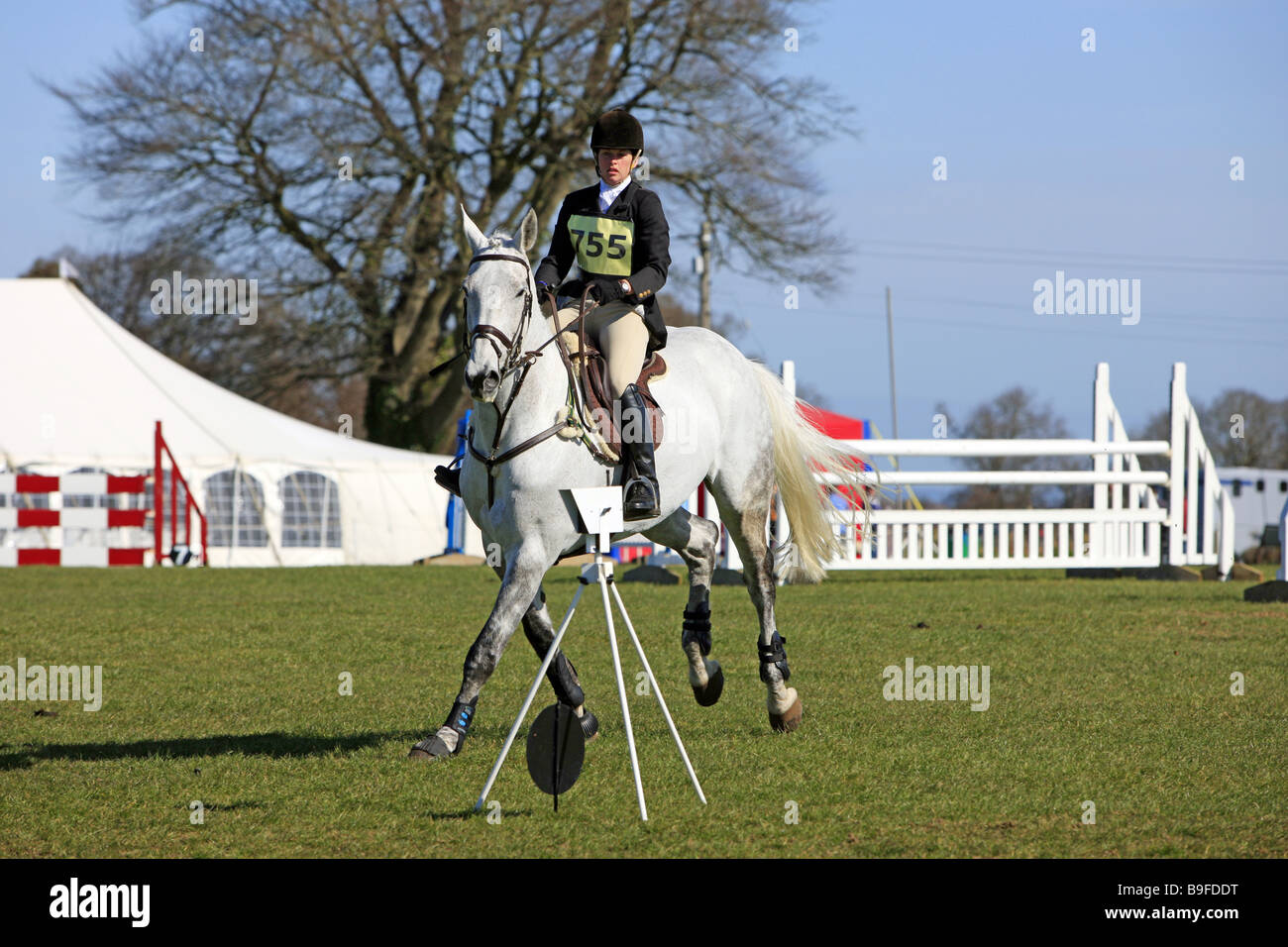 Female rider at a Horse Show Jumping event in rural England Stock Photo ...
