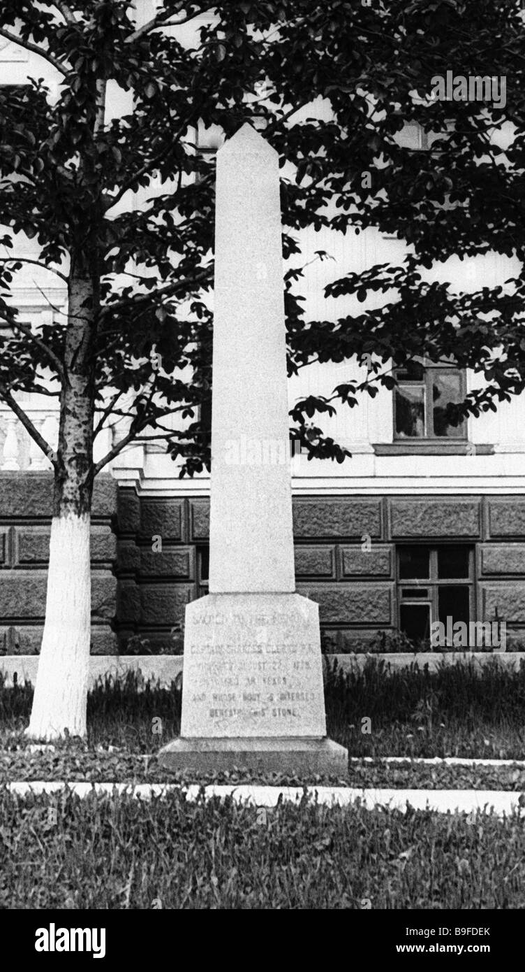 A monument to captain Charles Clerk who served under the command of the ...