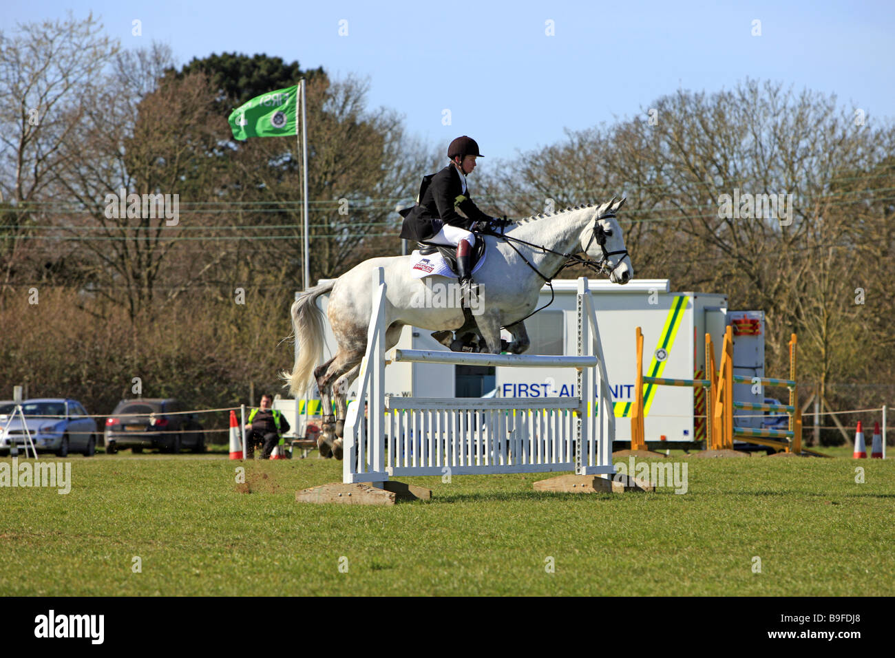 Male rider at a Horse Show Jumping event in rural England Stock Photo ...