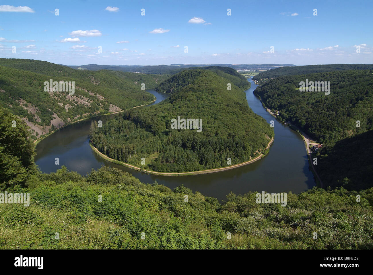 Germany Saarland Saar-loop landscape overview Stock Photo - Alamy