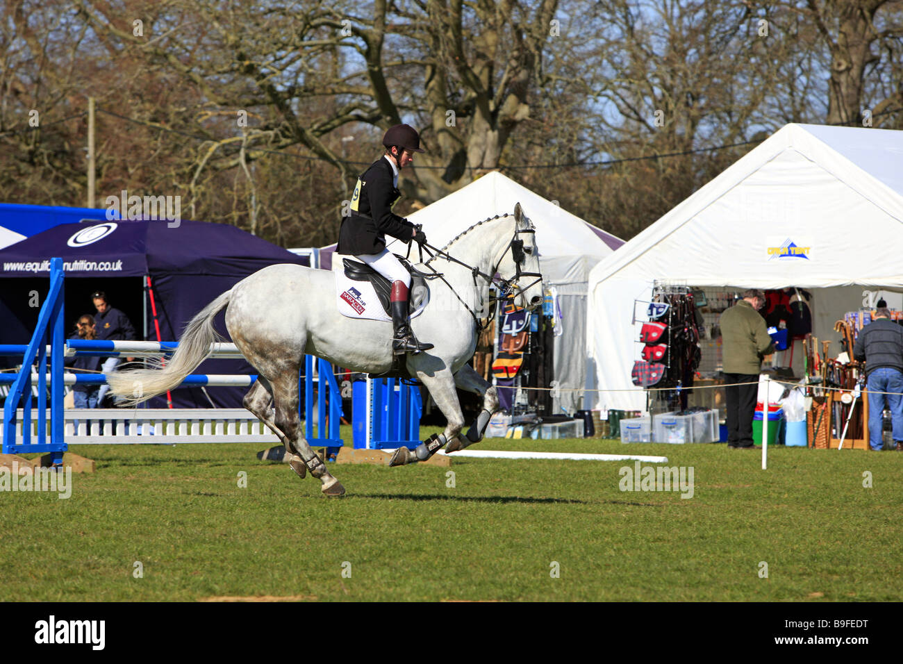 Male rider at a Horse Show Jumping event in rural England Stock Photo ...