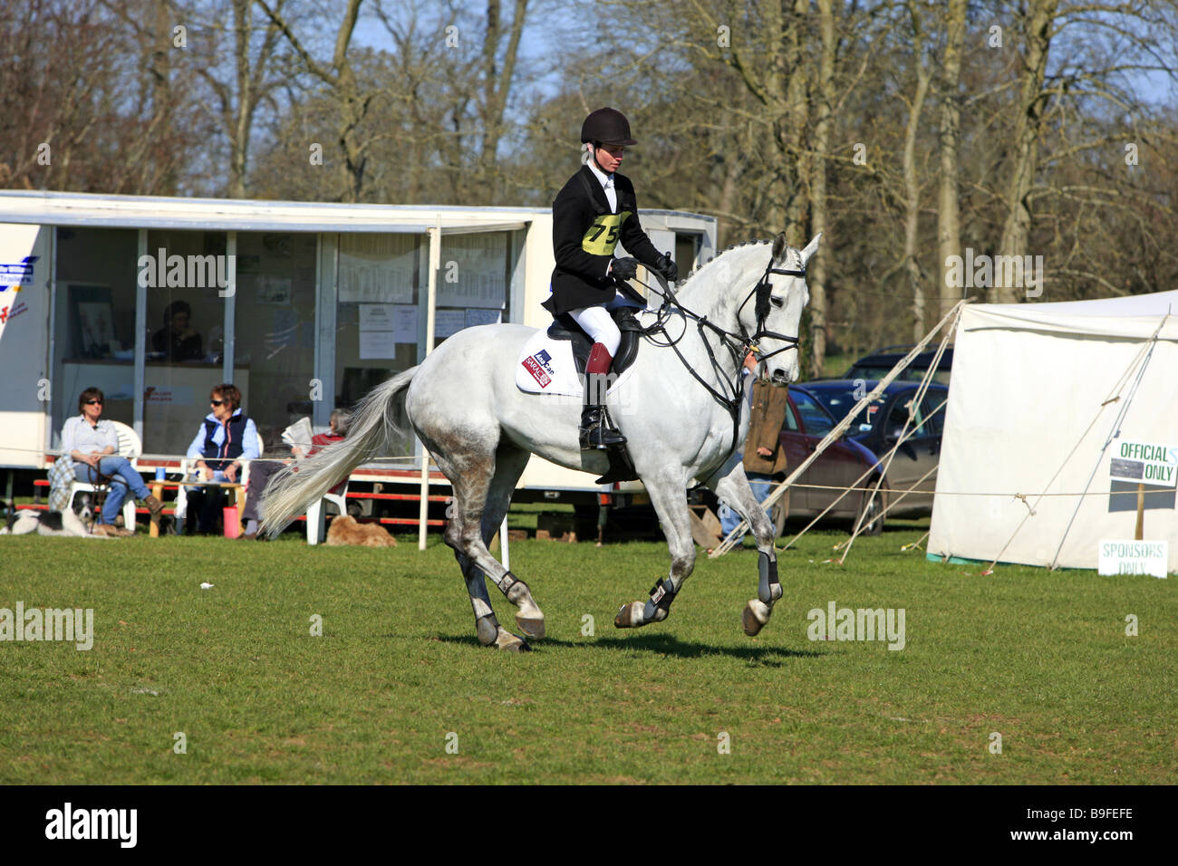 Male rider at a Horse Show Jumping event in rural England Stock Photo ...