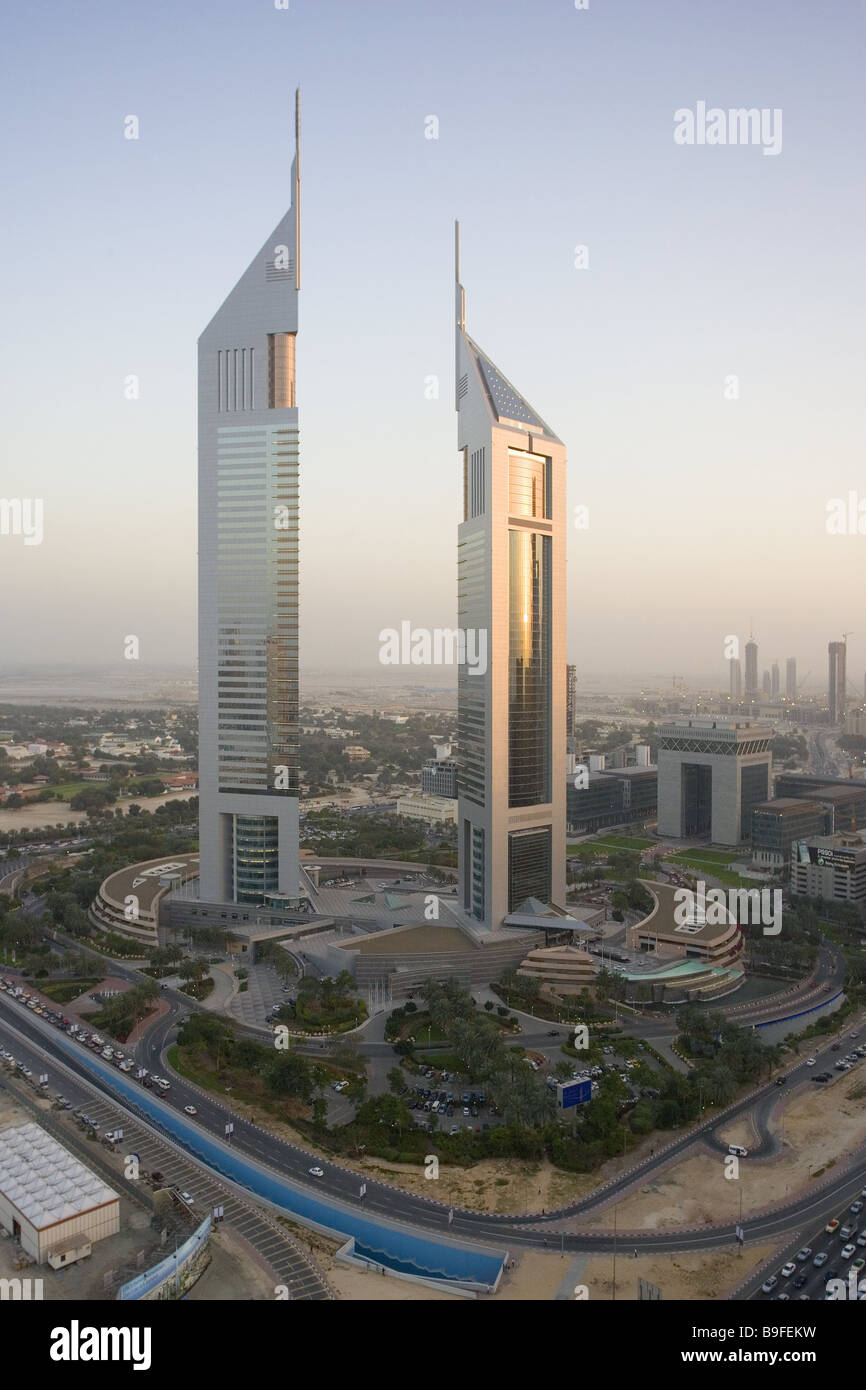 United Arabic emirates Dubai Sheikh Zayed Road high-rises sunset series ...
