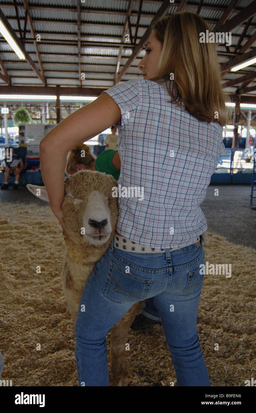 4h Girl Shows Her Sheep At The Dutchess County Fair In Rhinebeck New