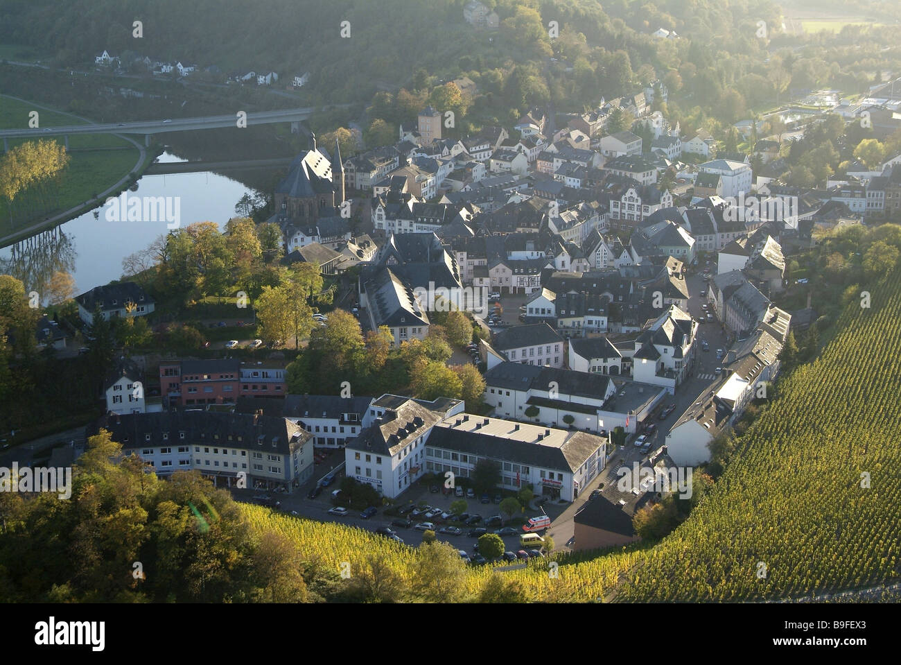 aerial-shot Germany Rhineland-Palatinate Saarburg Saar Old Town Old ...