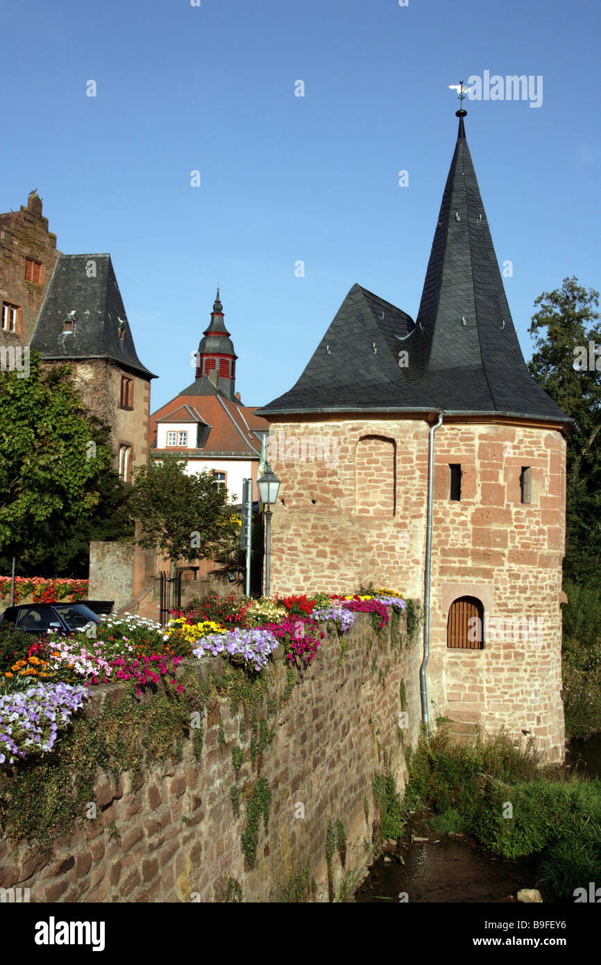 Germany Hesse Büdingen old town city wall tower city-fortification ...