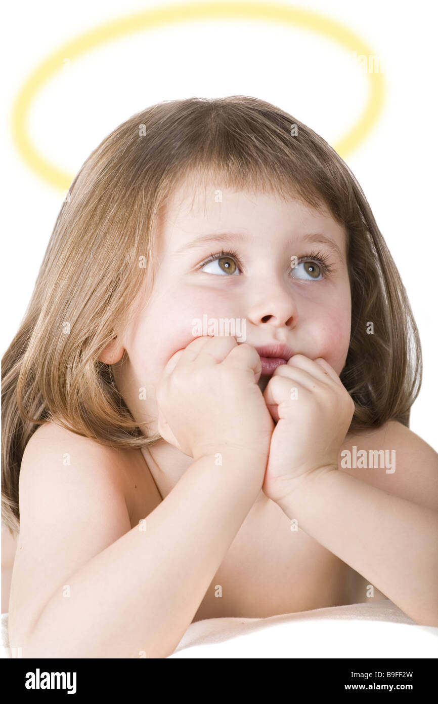 Toddler girl hair dark-blond angels close-up Stock Photo - Alamy