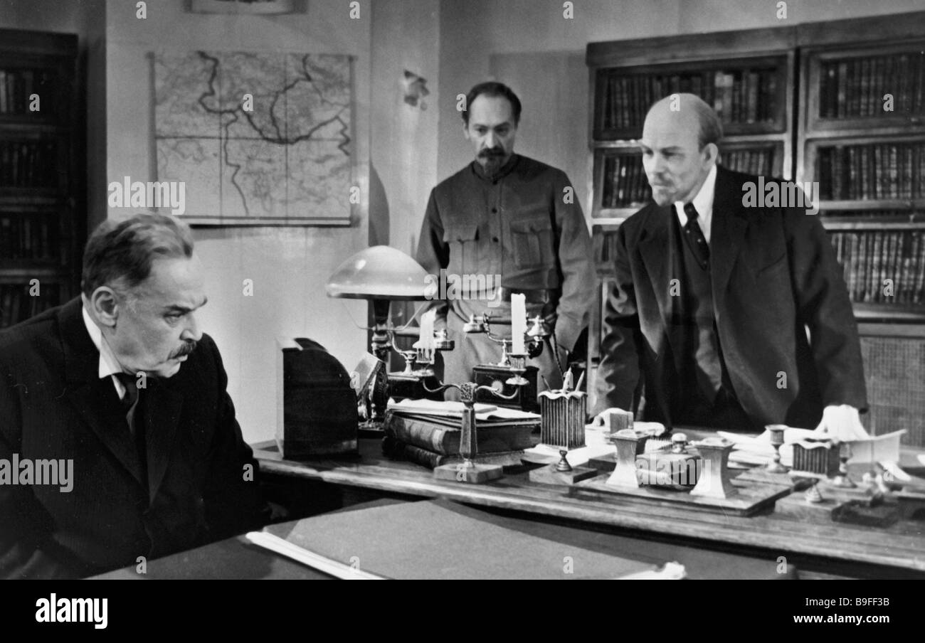 Actors Yury Kayurov as Lenin right Anatoly Falkovich as Dzerzhinsky ...