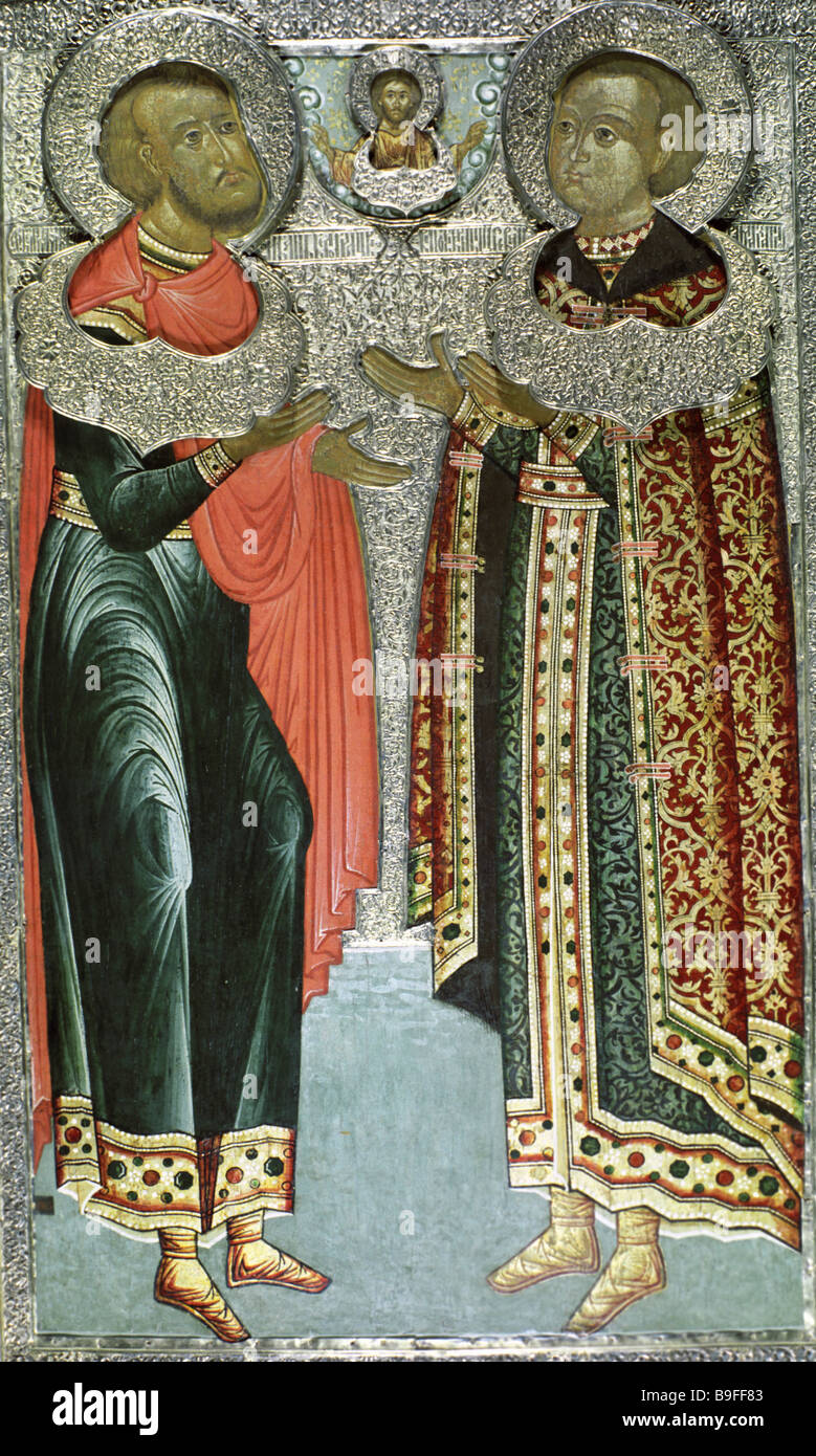 St John of Belgorod and the Pious Czarevich John Icon 17th century ...