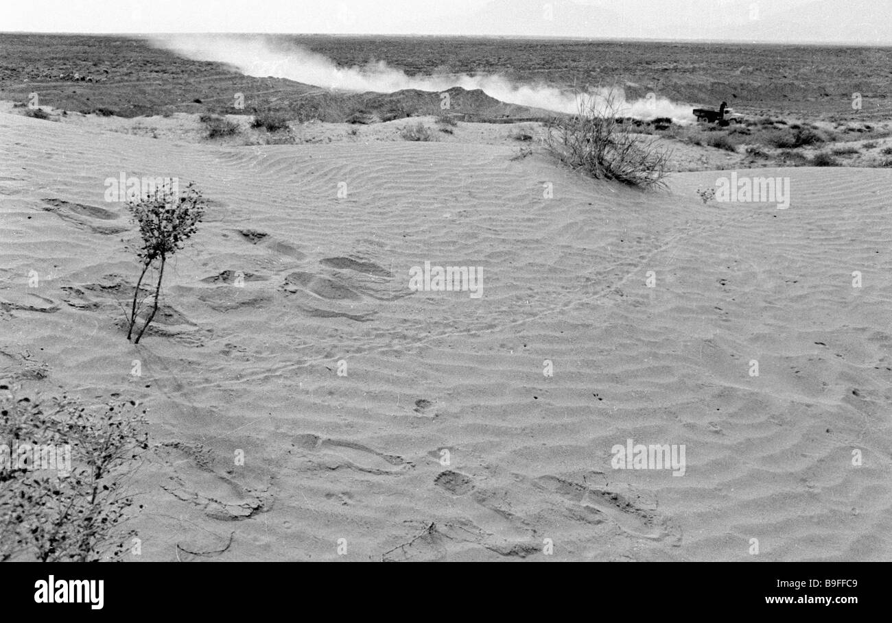 Road in Karakum desert Stock Photo - Alamy