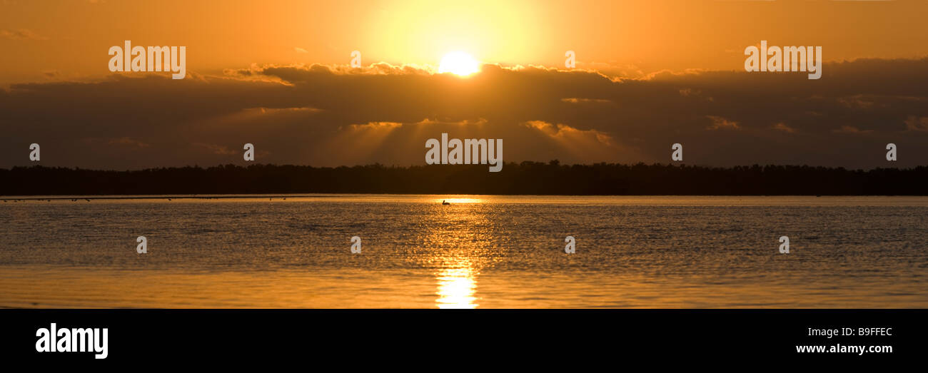 Sun rises through clouds over mangrove islands in Florida Bay ...
