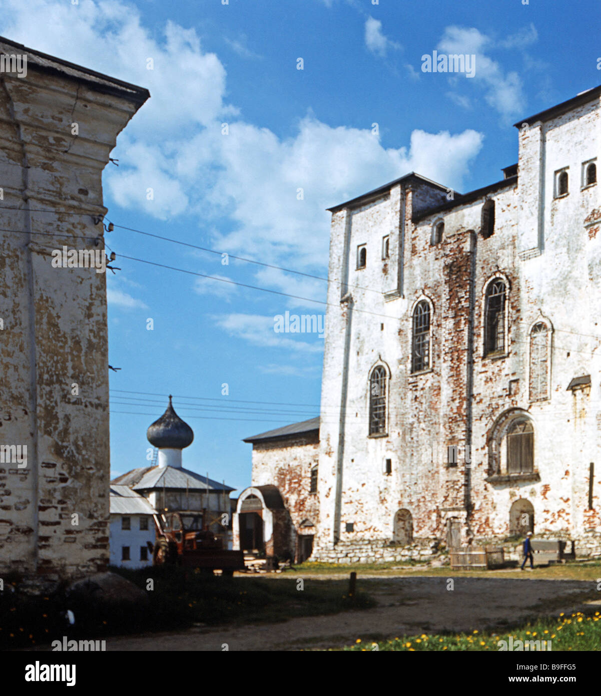 The Solovtsy Monastery yard On the right fragment of the ...