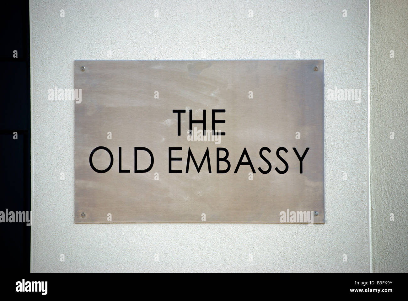 name plate for the old embassy, wilmbledon, southwest london, said in ...