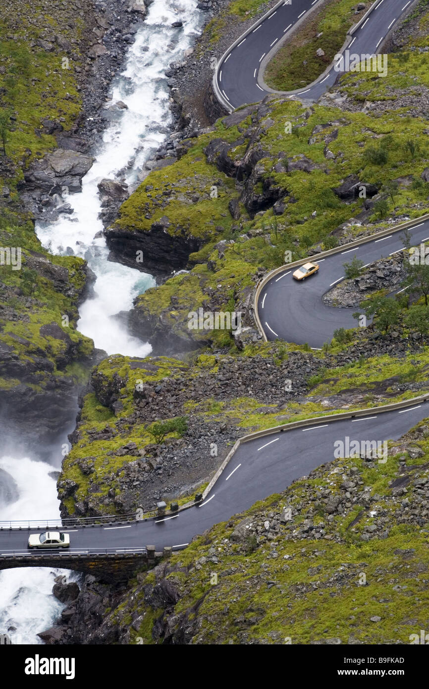 Scandinavia Norway troll-steep track mountain-passport serpentine river ...