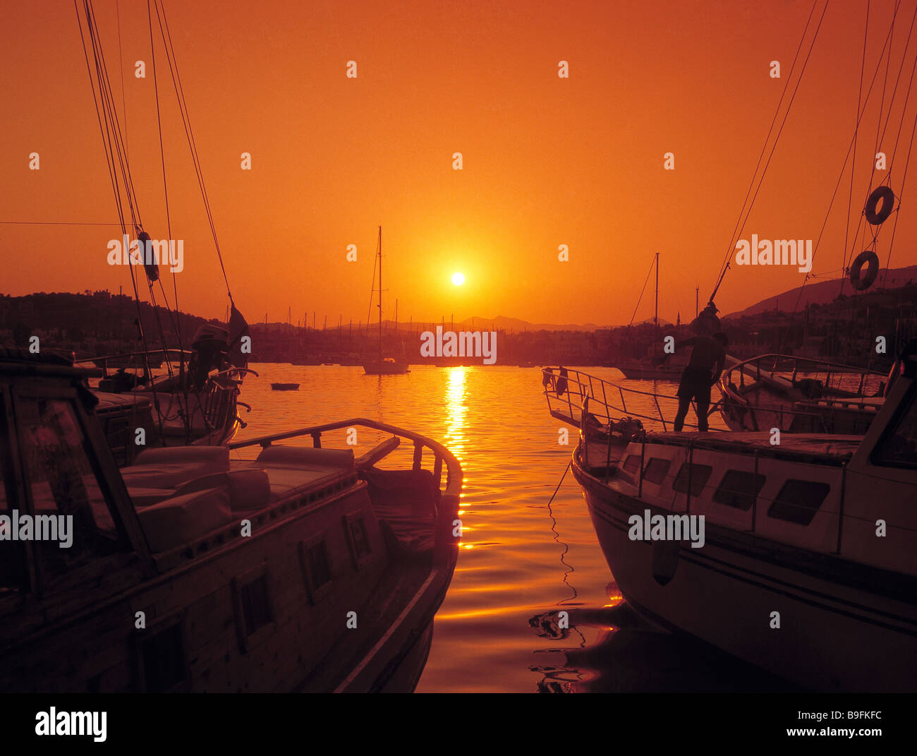 A Sunset view of the port at Datca Turkey Stock Photo - Alamy