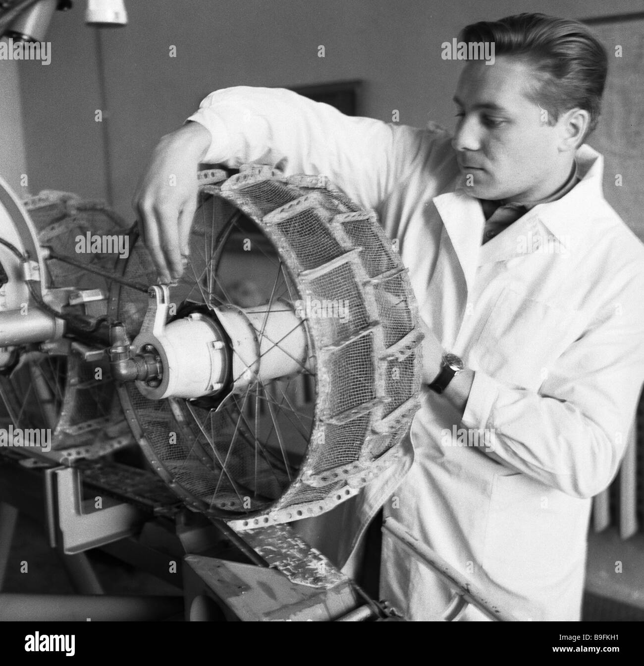 Fixing wheels to Lunokhod I Stock Photo - Alamy