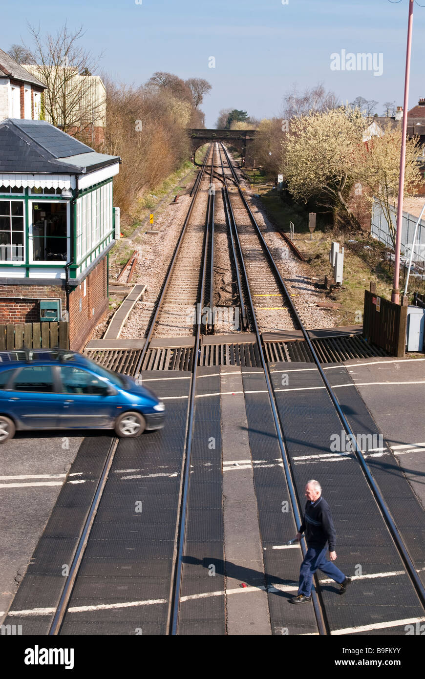 Petersfield Railway Station and level crossing Stock Photo - Alamy