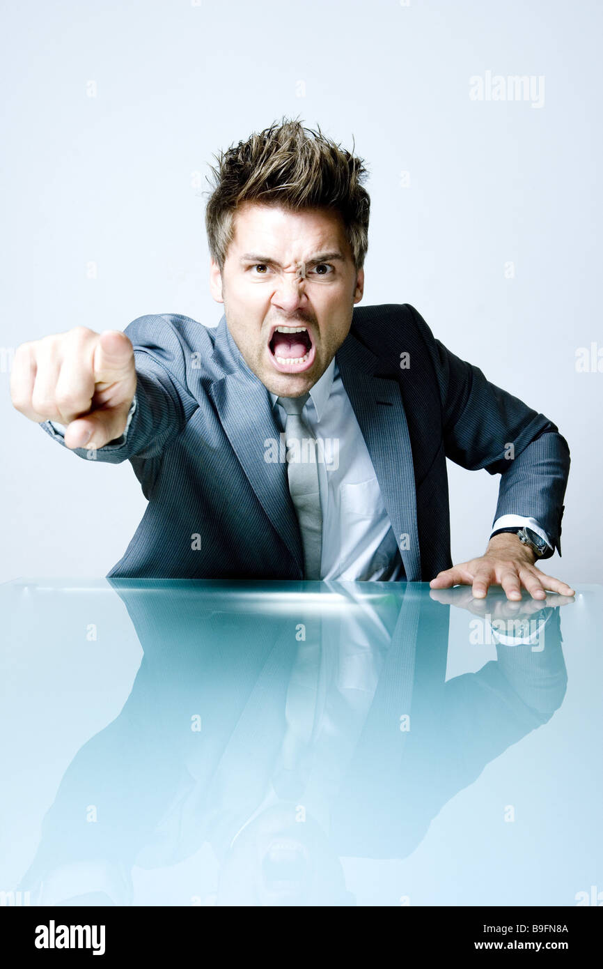 businessman young angrily gesture shows portrait series people man men ...
