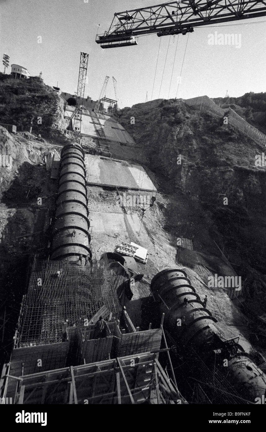 Construction of Inguri hydropower plant Stock Photo - Alamy