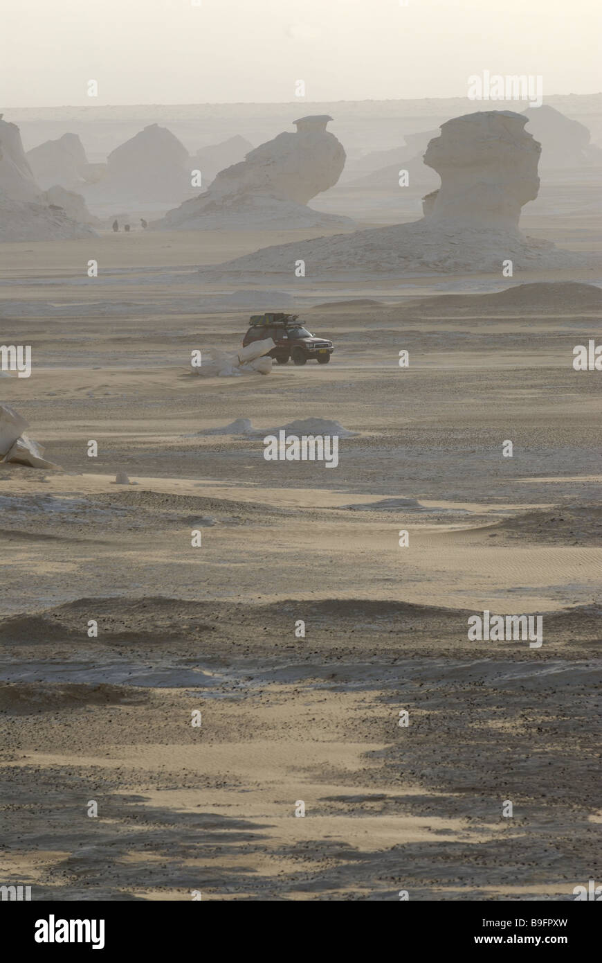 Egypt Libyan desert rock-formations jeep back light Africa desert ...