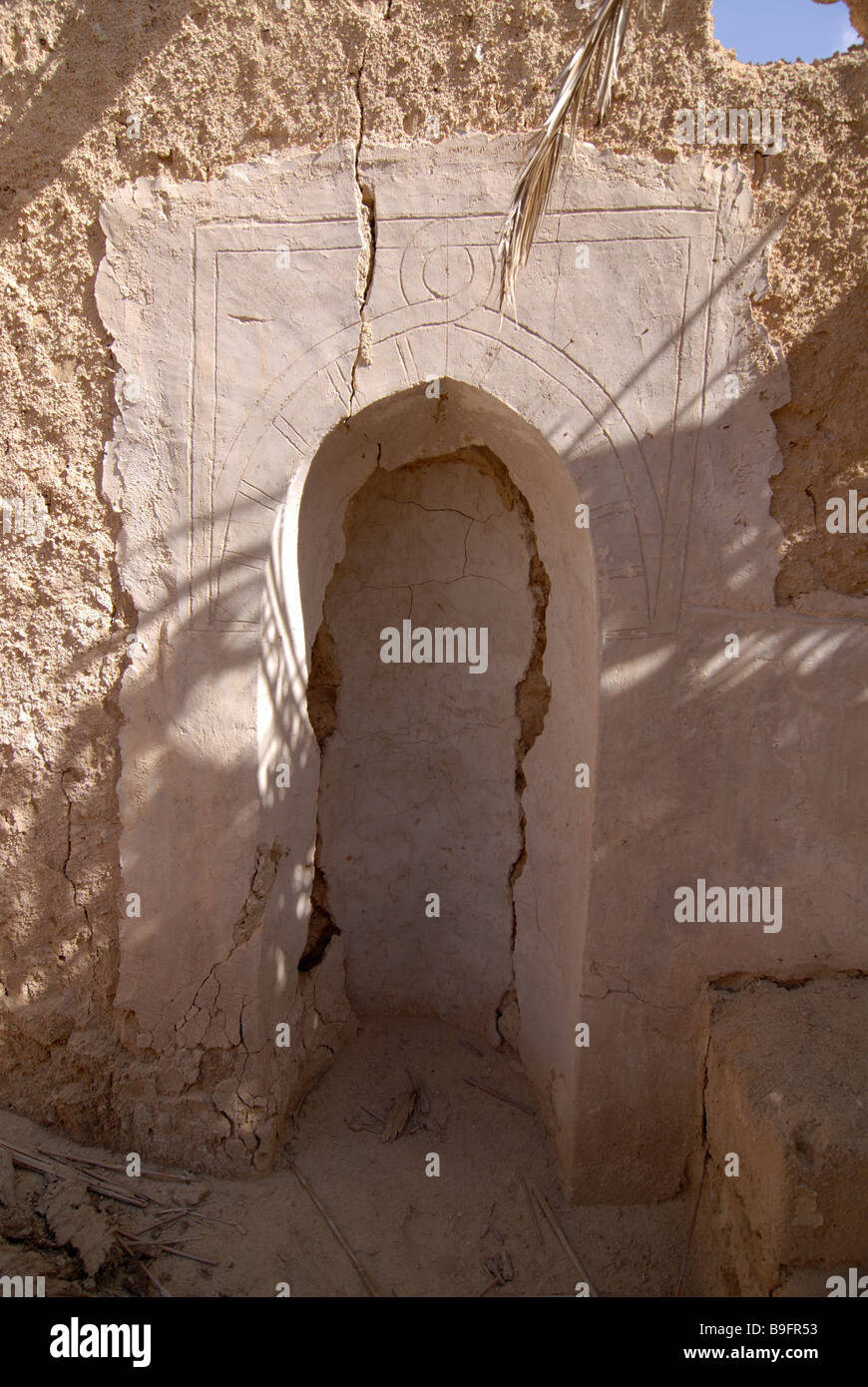 Egypt Al Zeitun clay-castle facade detail wall-niche Africa clay ...